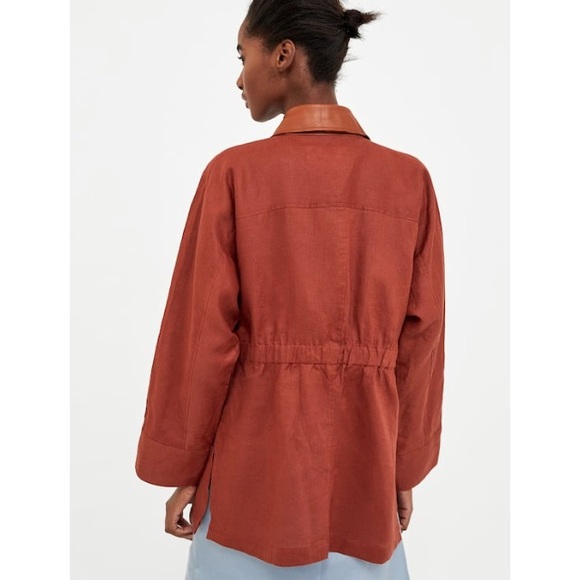 Zara | Jackets & Coats | Nwt Zara Leather Linen Jacket | Poshmark